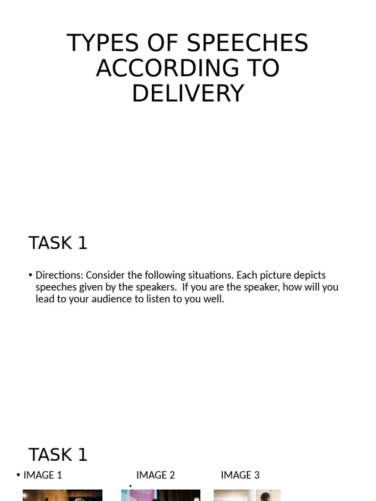 Types of Speech Delivery Explained | PDF | Speech | Tone (Linguistics)