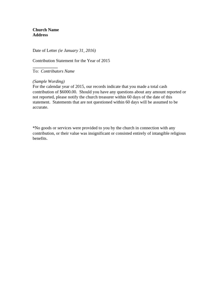 Church Contribution Letter Template | PDF