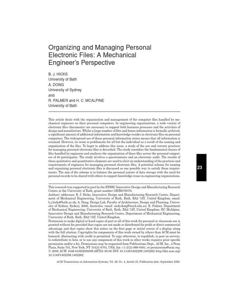 Organizing and Managing Electronic Files-A Mechanical Engineer's ...