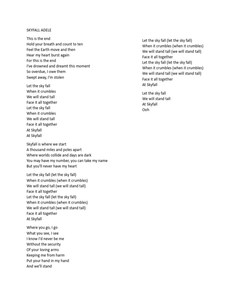 Skyfall Lyrics by Adele | PDF