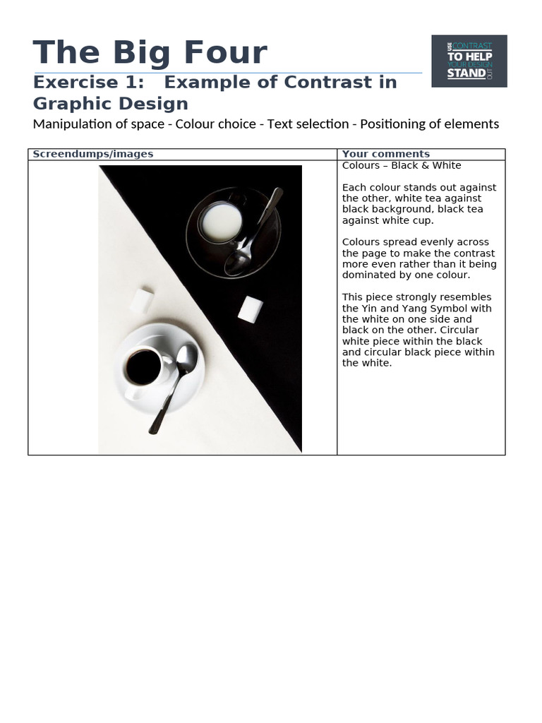 The Big Four - Exercise 1 - Contrast | PDF