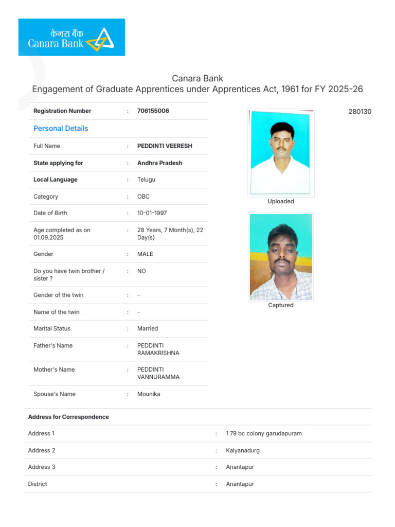 Canara Bank Graduate Apprentices FY 2025-26 | PDF | Apprenticeship