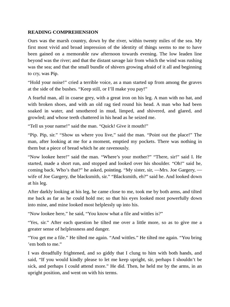 Reading Comprehension Print | PDF | Great Expectations