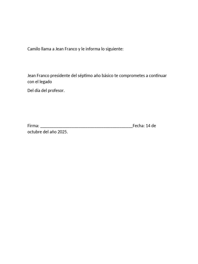 Camilo Llama A Jean Franco y Le Informa Lo Siguiente | PDF