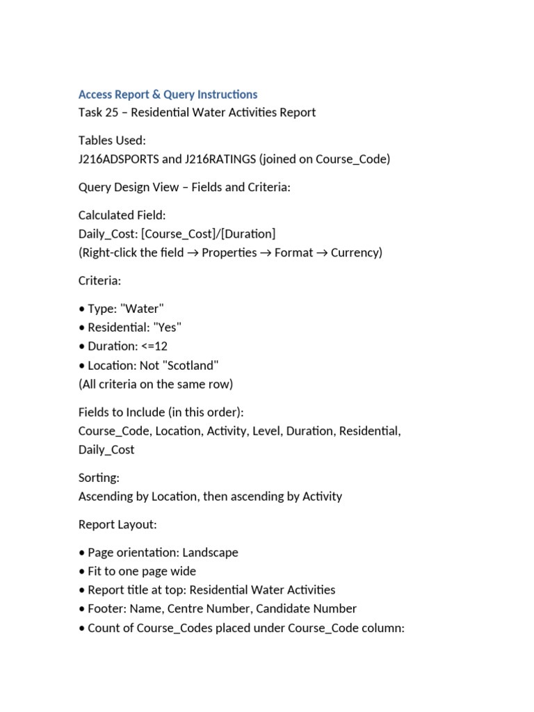 Access - Report - Steps - 22 - 23 - 2016FM 2 | PDF | Computing
