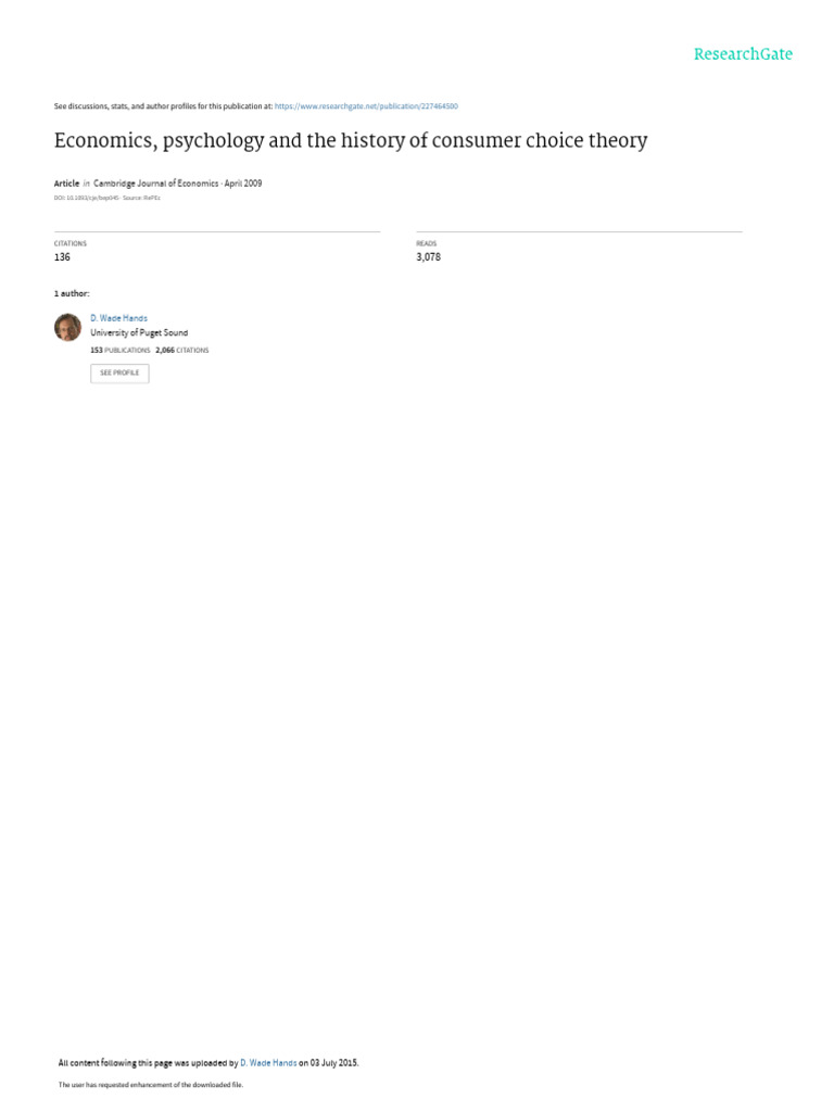 Consumer Choice Theory and Psychology | PDF | Utility | Neoclassical ...