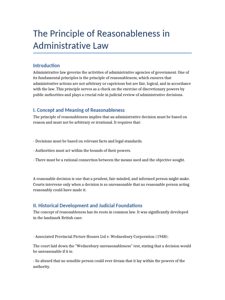 Principle of Reasonableness in Law | PDF | Standard Of Review ...