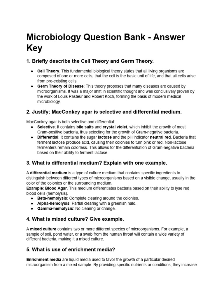 Microbiology Question Bank Answers | PDF | Microorganism | Bacteria
