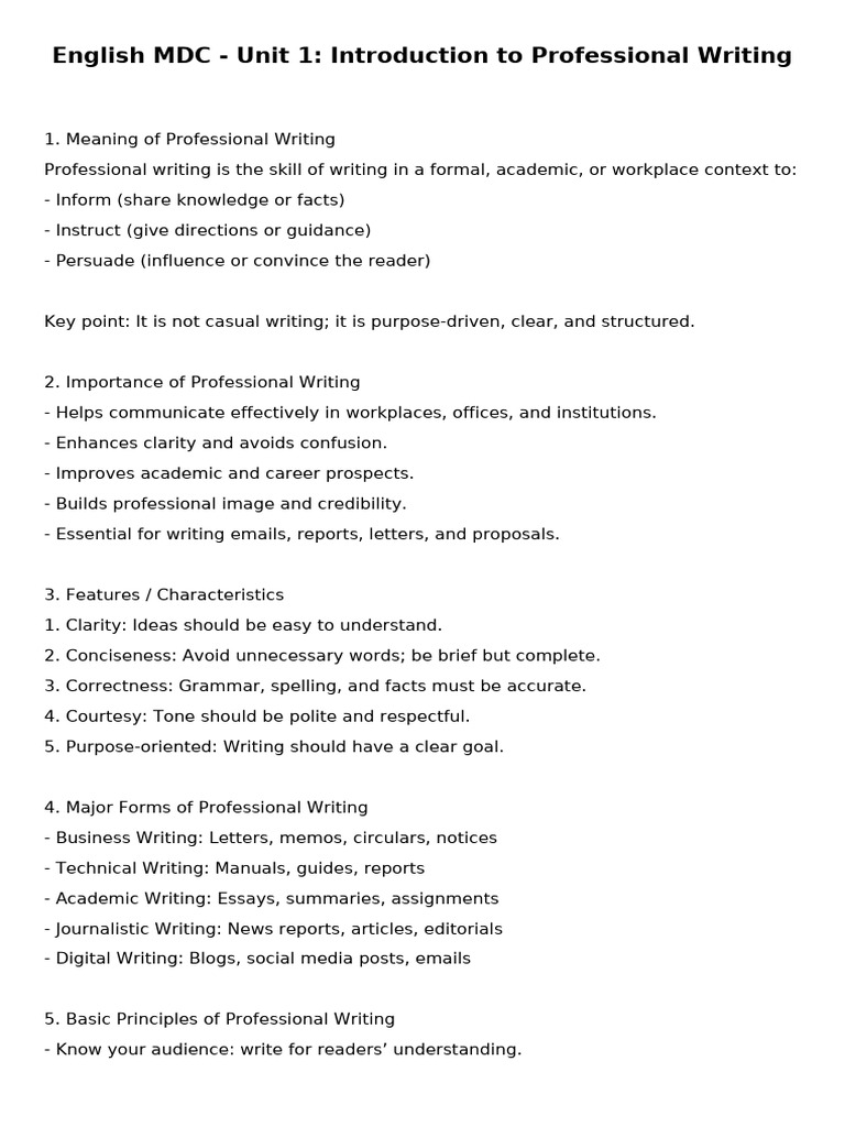 English MDC Unit1 Notes | PDF