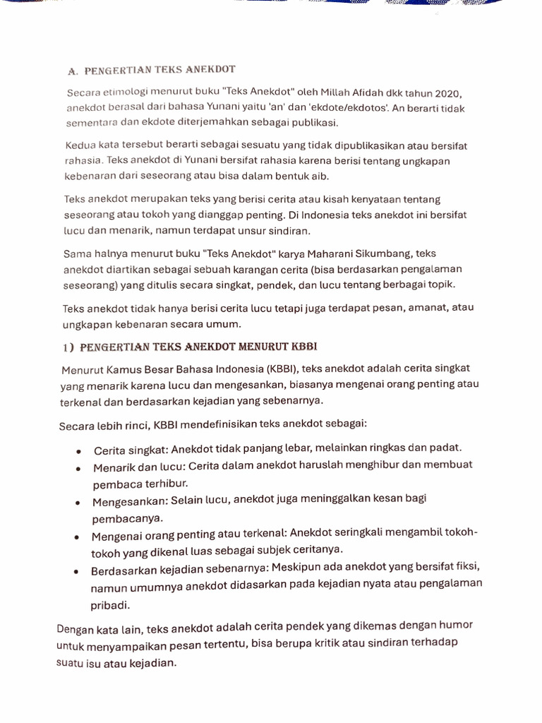 Materi Teks Anekdot Office Lens | PDF