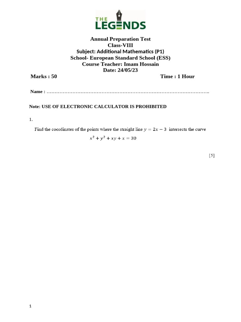 Class-8 Add - Maths P1 ESS Final QP | PDF