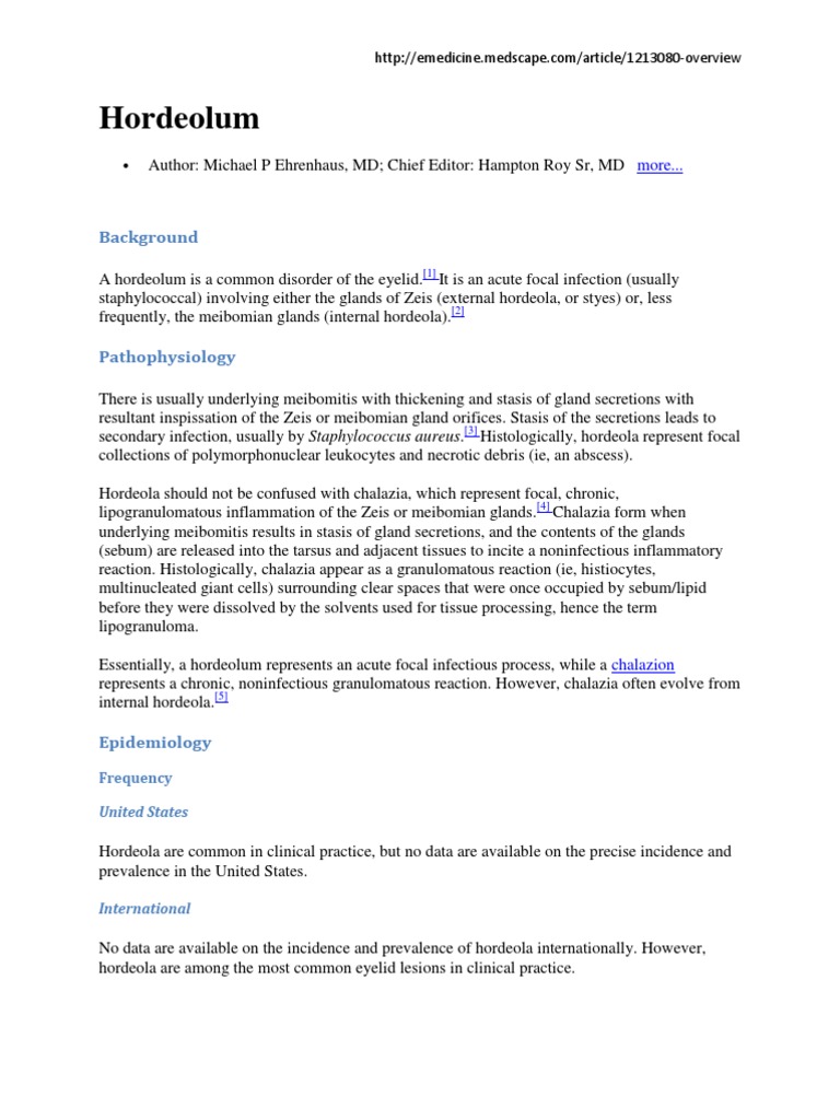 Hordeolum | PDF | Diseases And Disorders | Medical Specialties