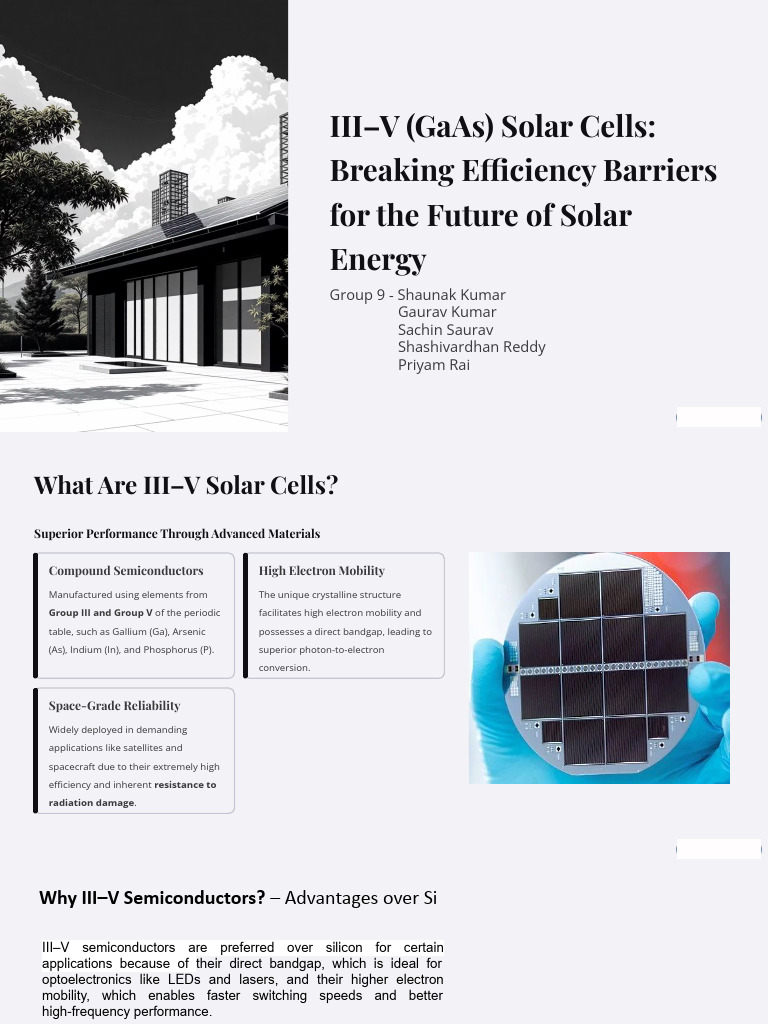 Group 9 - III–V (GaAs) Solar Cells | PDF | Gallium Arsenide | Solar Cell