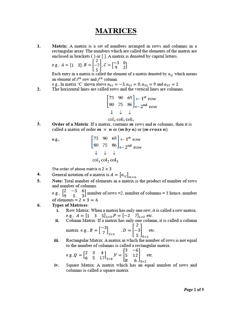 Matrices 10 | PDF | Matrix (Mathematics) | Mathematical Concepts
