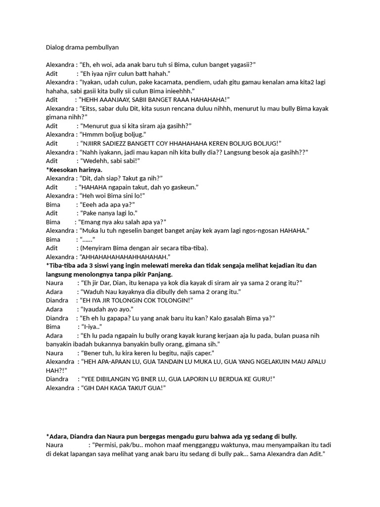 Drama Pembullyan di Sekolah | PDF