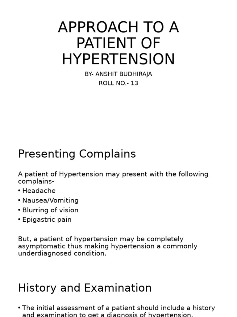 Hypertension Patient Assessment Guide | PDF