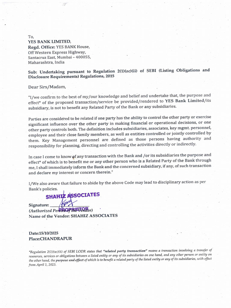 Related Party Declaration For Vendors V3 | PDF