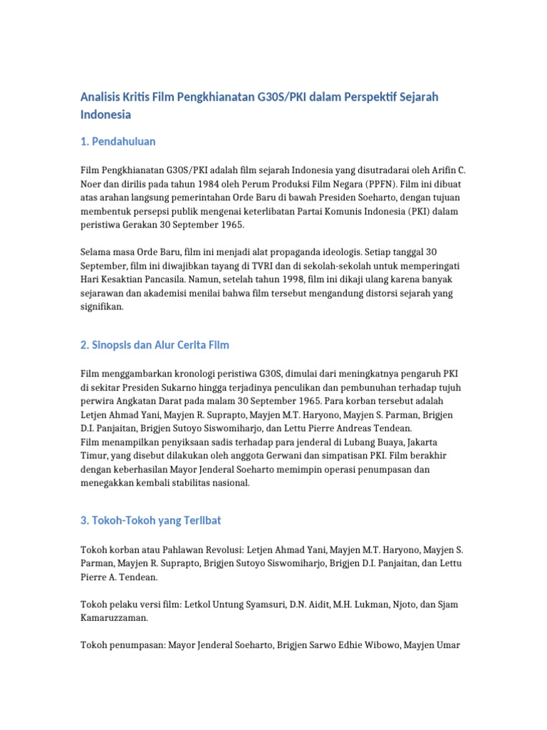 Analisis Film G30S PKI Final | PDF