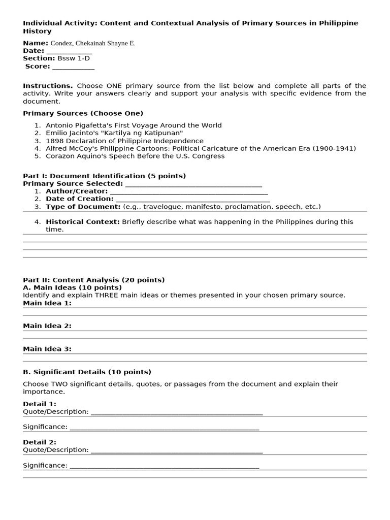 RPH Lesson 2 Individual Activities | PDF | Human Communication