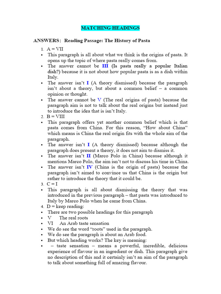 History of Pasta: Reading Answers | PDF | Marco Polo