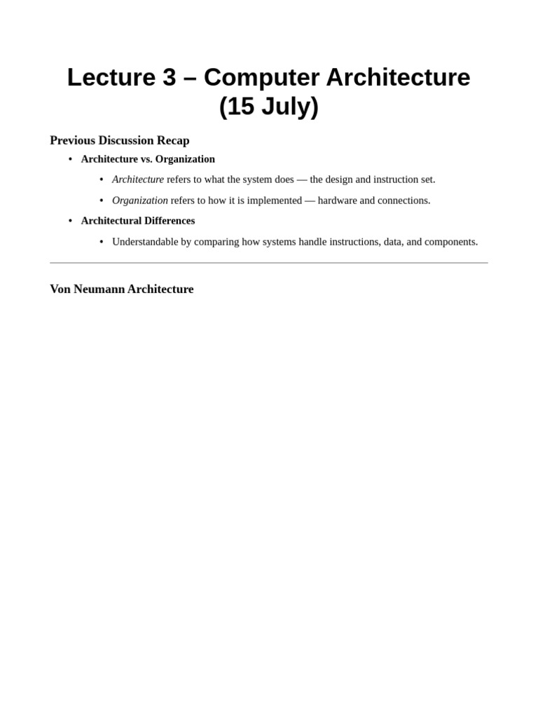 Comp Arch Lec 3 (July 15) | PDF | Computing | Computer Engineering