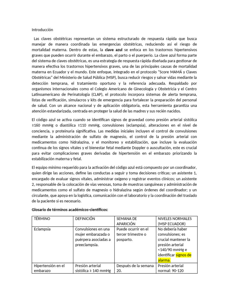 Clave Azul: Manejo de Emergencias Obstétricas | PDF | Benzodiazepinas ...