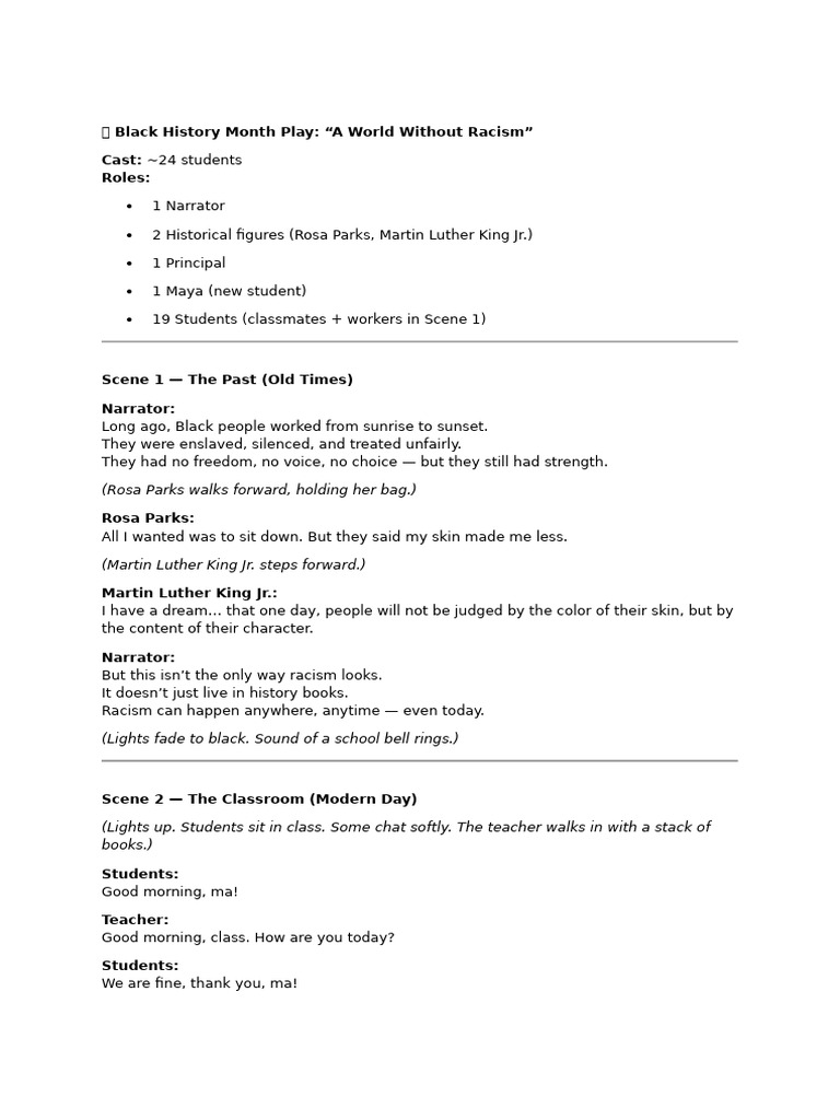 Black History Month Play Script | PDF