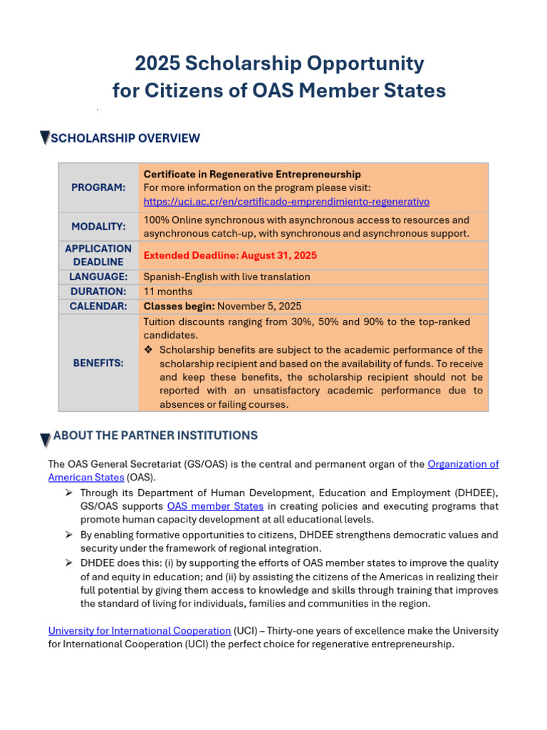 2025 OAS - UCI - Scholarship Announcement - CRE Updated July2025 | PDF ...