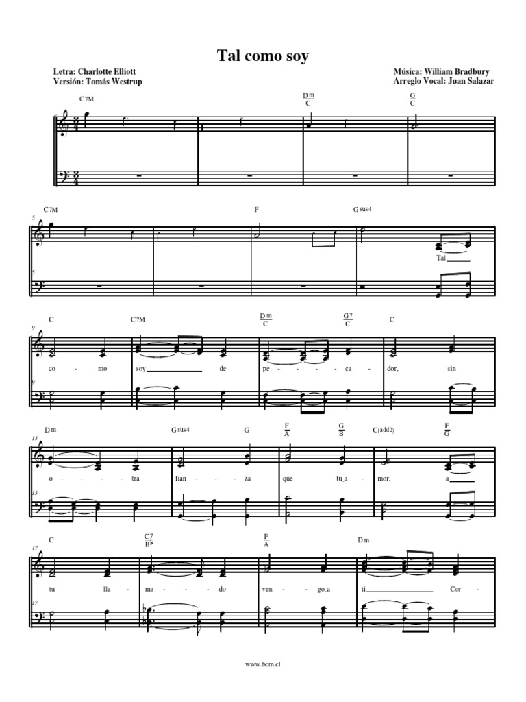 Tal Como Soy - Letra y Arreglo Musical | PDF