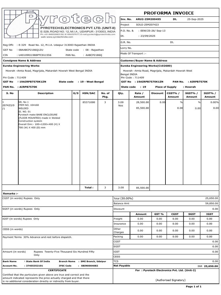 30% EUREKA Proforma Invoice | PDF | Government Finances | Taxes