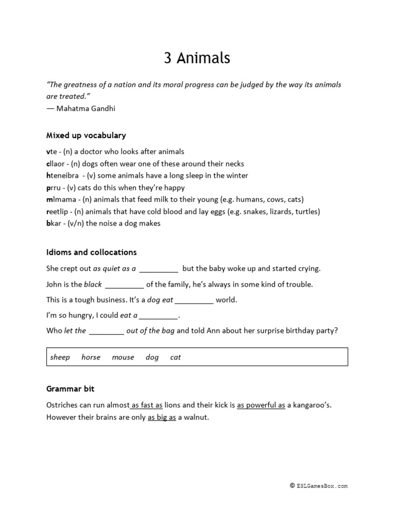 Animals Conversation Class | PDF