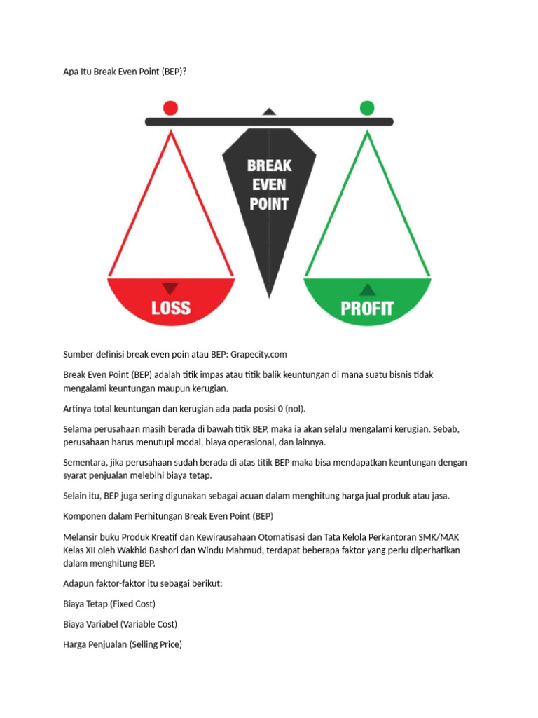 Apa Itu Break Even Point | PDF