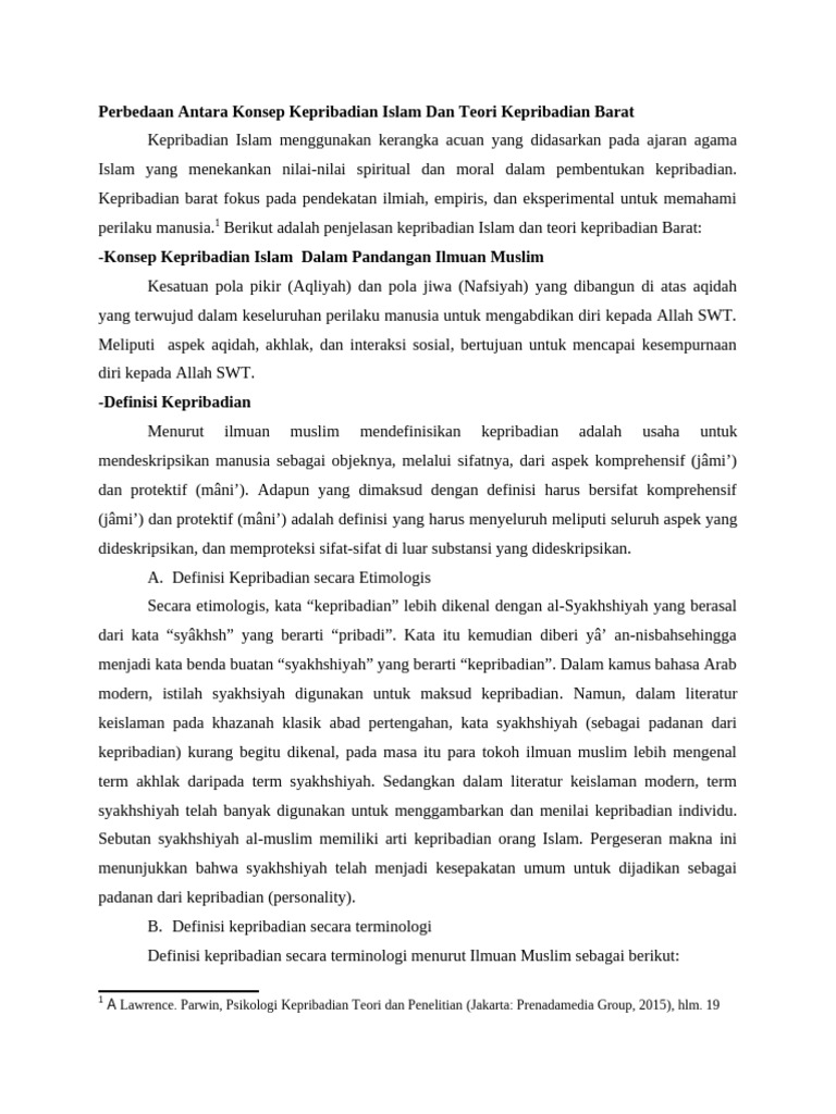 Kepribadian Islam vs Teori Barat | PDF