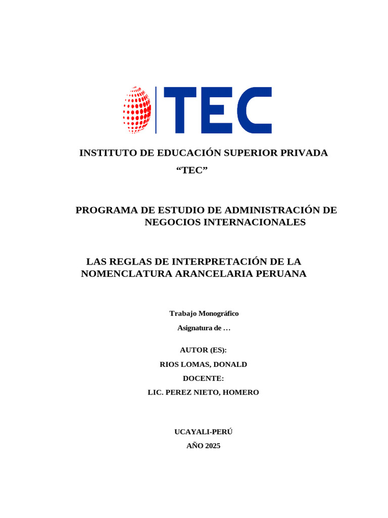Ejemplo Monografia | PDF | aduana | Arancel