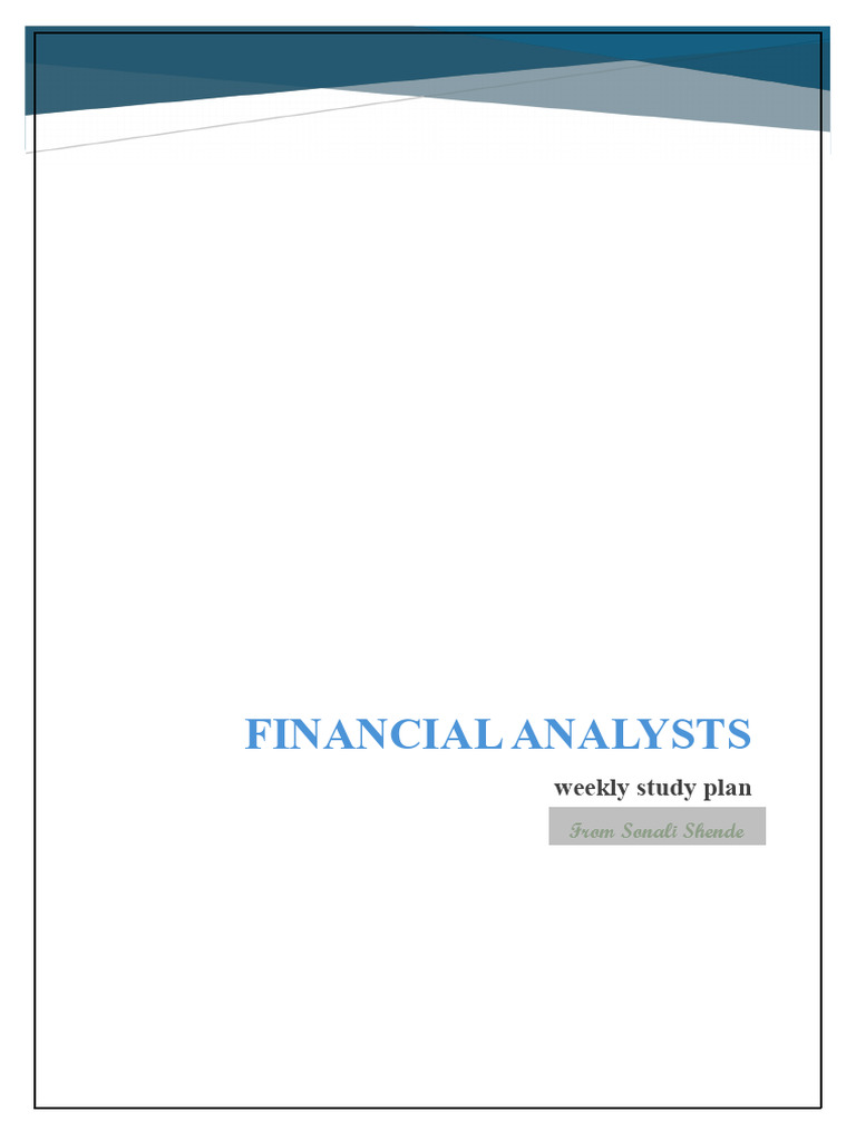 Financial Analysts Study Plan Guide | PDF | Financial Analyst | Stock ...