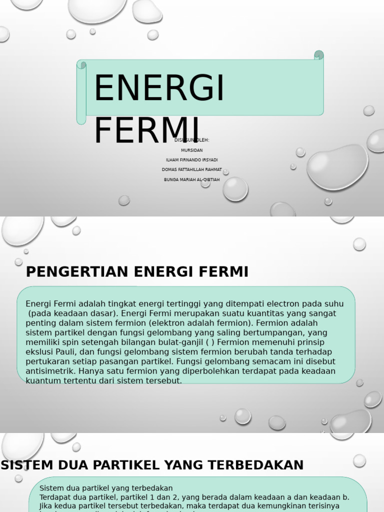Pengertian Energi Fermi dan Sistem Fermion | PDF