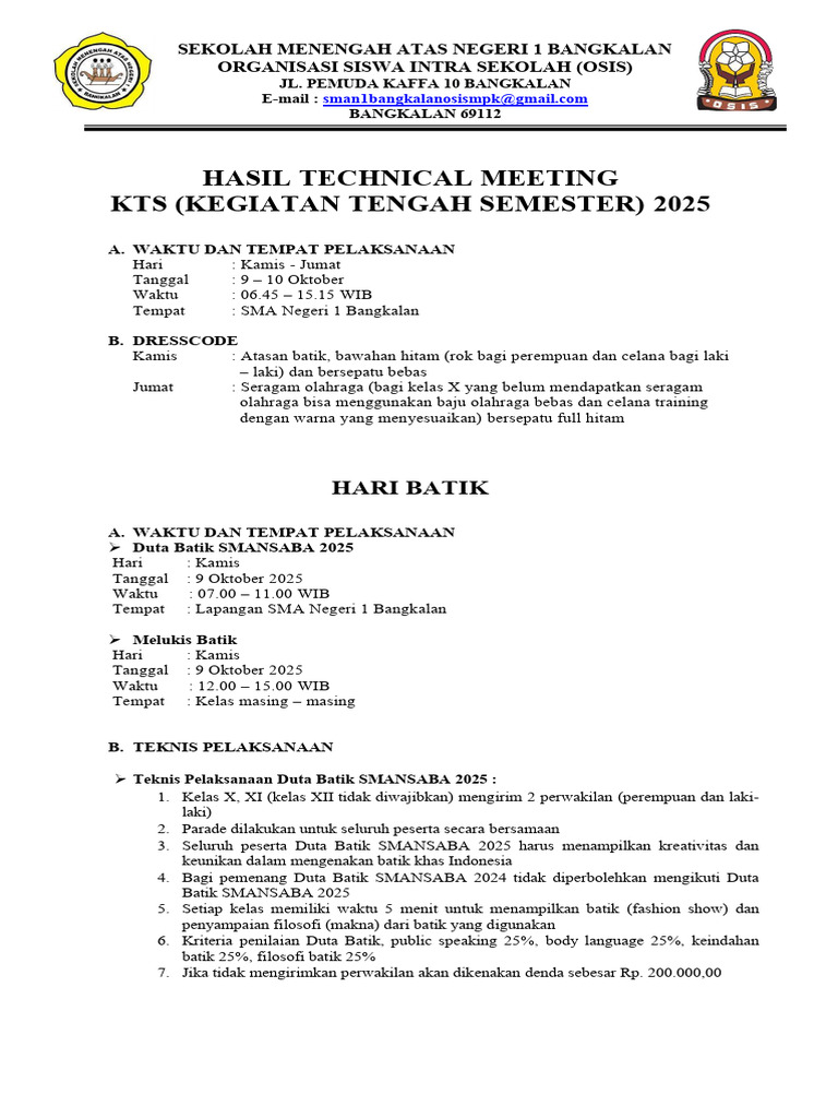 Hasil Technical Meeting Kts 2025 | PDF