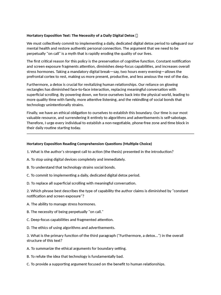 Hortatory Exposition Text | PDF | Psychological Concepts | Psychology