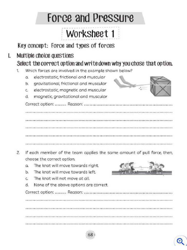 Force and Pressure Worksheet | PDF