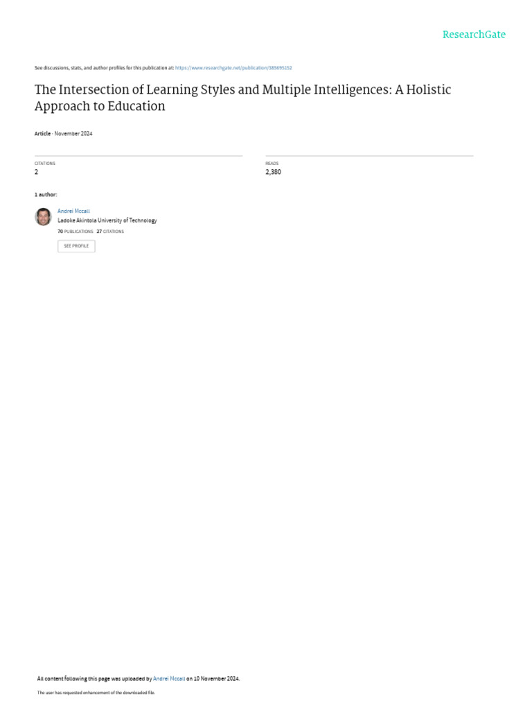 Learning Styles & Multiple Intelligences in Education | PDF | Learning ...