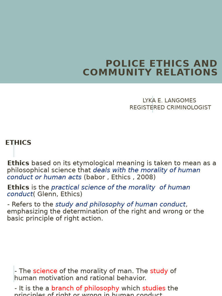 Police Ethics and Community Relations | PDF | Courage | Morality