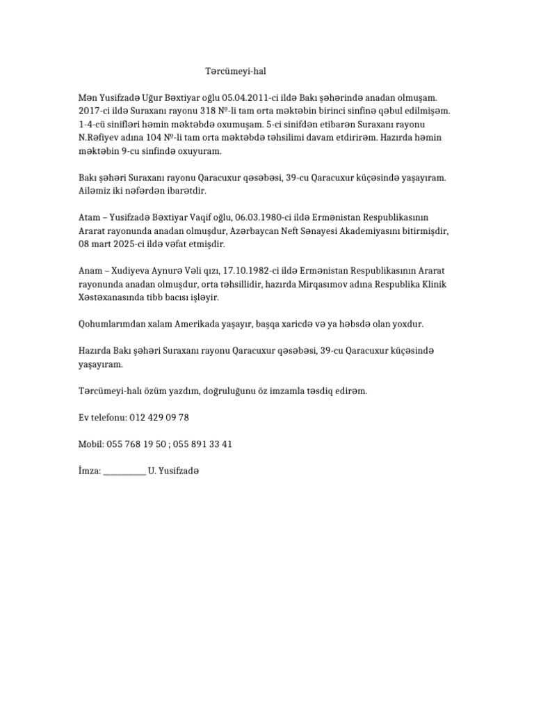 Tercumeyi Hal Ugur Yusifzade | PDF