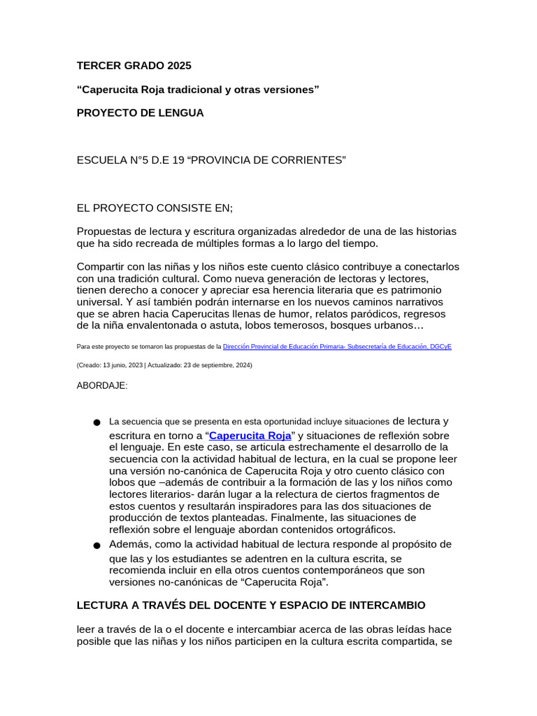 Caperucita Roja: Lectura y Escritura 2025 | PDF | Caperucita Roja | Cuentos
