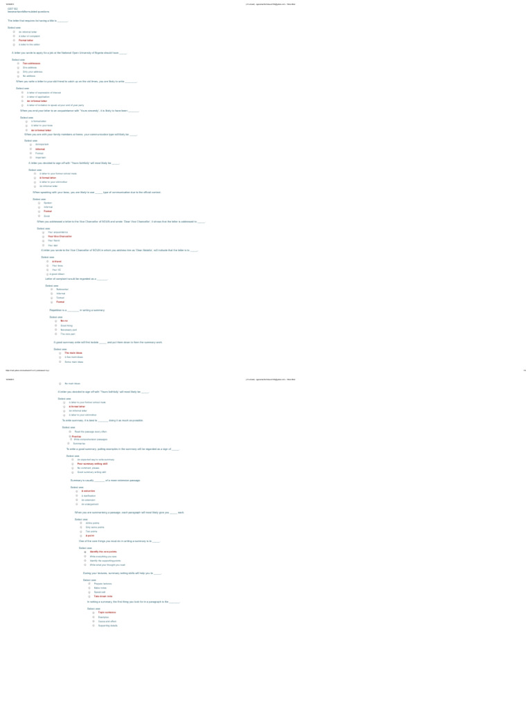 GST 102 Use of English Questions | PDF | Linguistics | Human Communication