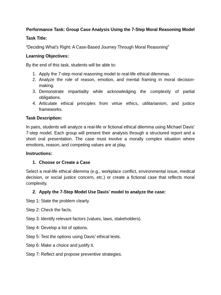 Performance Task For Final | PDF | Utilitarianism | Justice