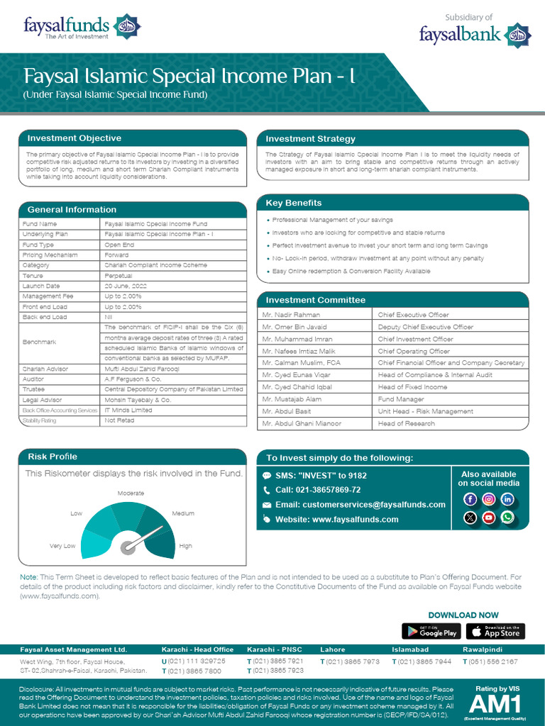 Faysal Islamic Special Income Plan I Overview | PDF | Islamic Banking And Finance | Money