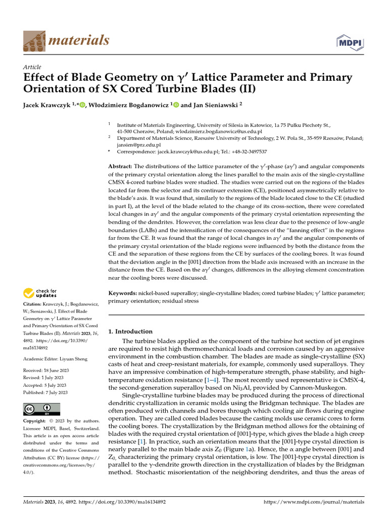 Blade Geometry Impact on Turbine Blades | PDF | Crystal Structure ...
