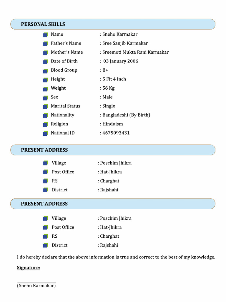Personal Skills: Signature | PDF