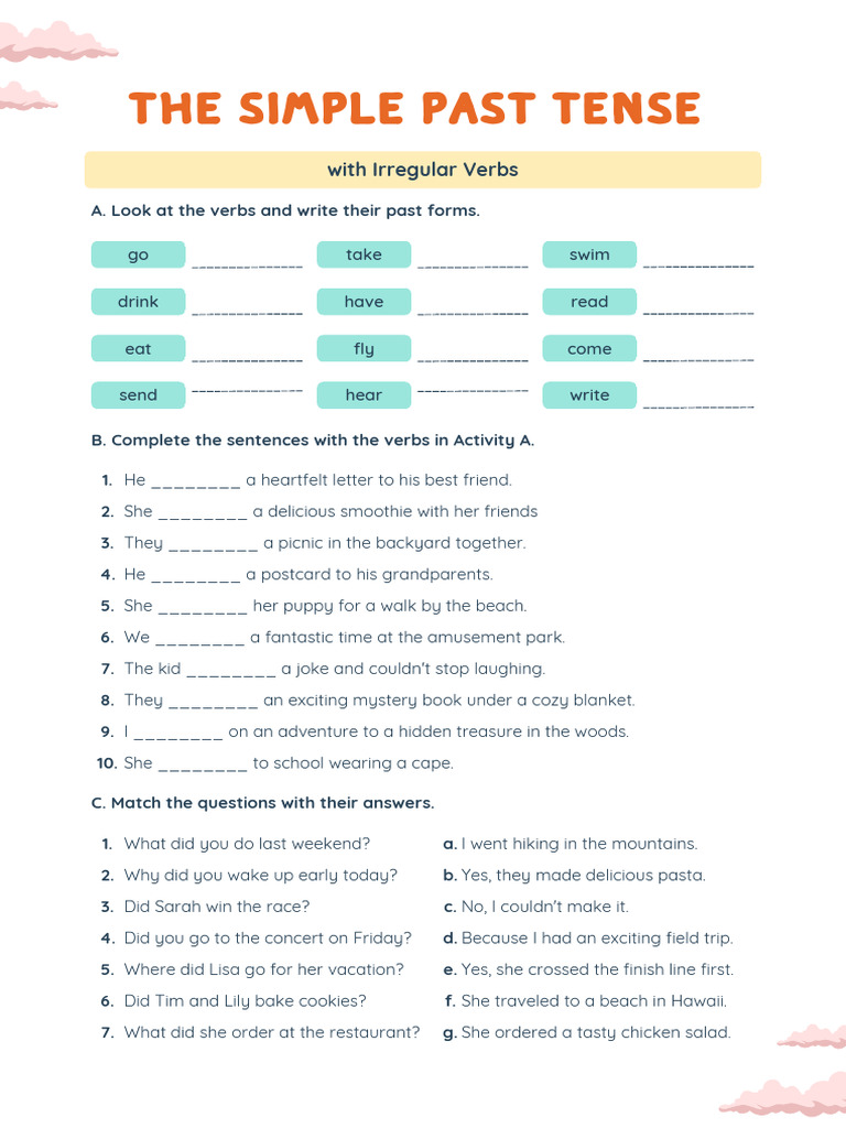 Past Tense Verbs Exercise | PDF
