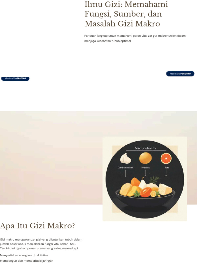 Gizi Makro: Panduan Kesehatan Optimal | PDF
